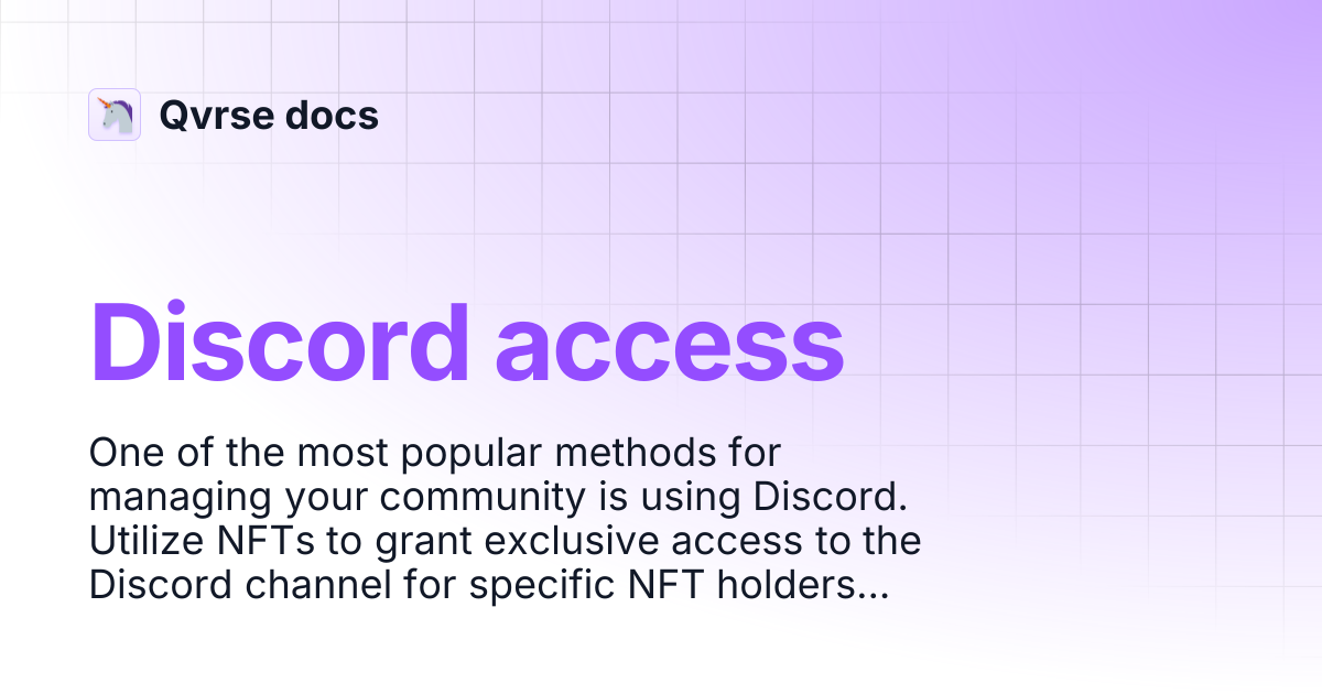Discord access | Qvrse docs